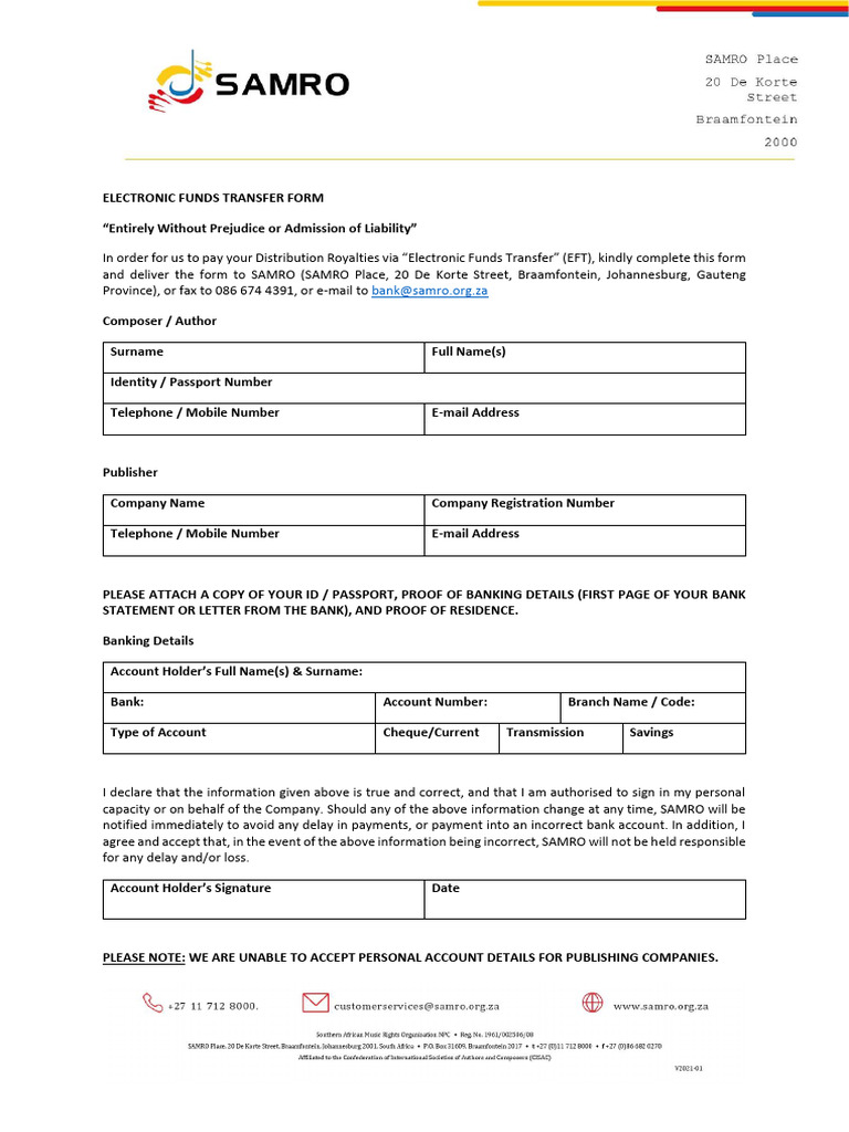 Updated EFT Form | PDF