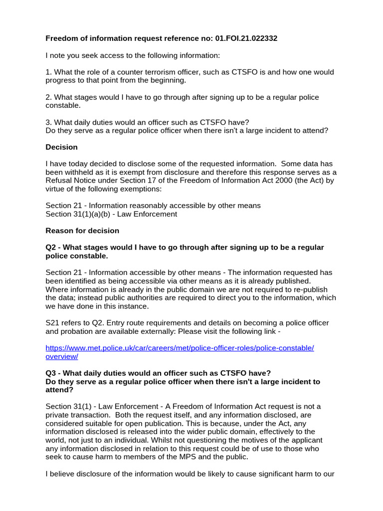 Role of A Counter Terrorism Officer Such As Ctsfo | PDF | Crime ...