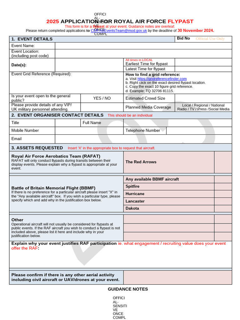 RAF Flypast Application Form 2025 | PDF | Unmanned Aerial Vehicle ...