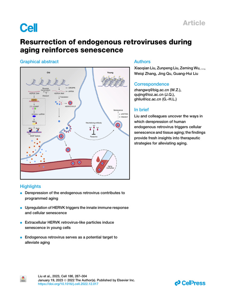 Resurrection-of-endogenous-retroviruses-during-aging-reinforces-sen ...