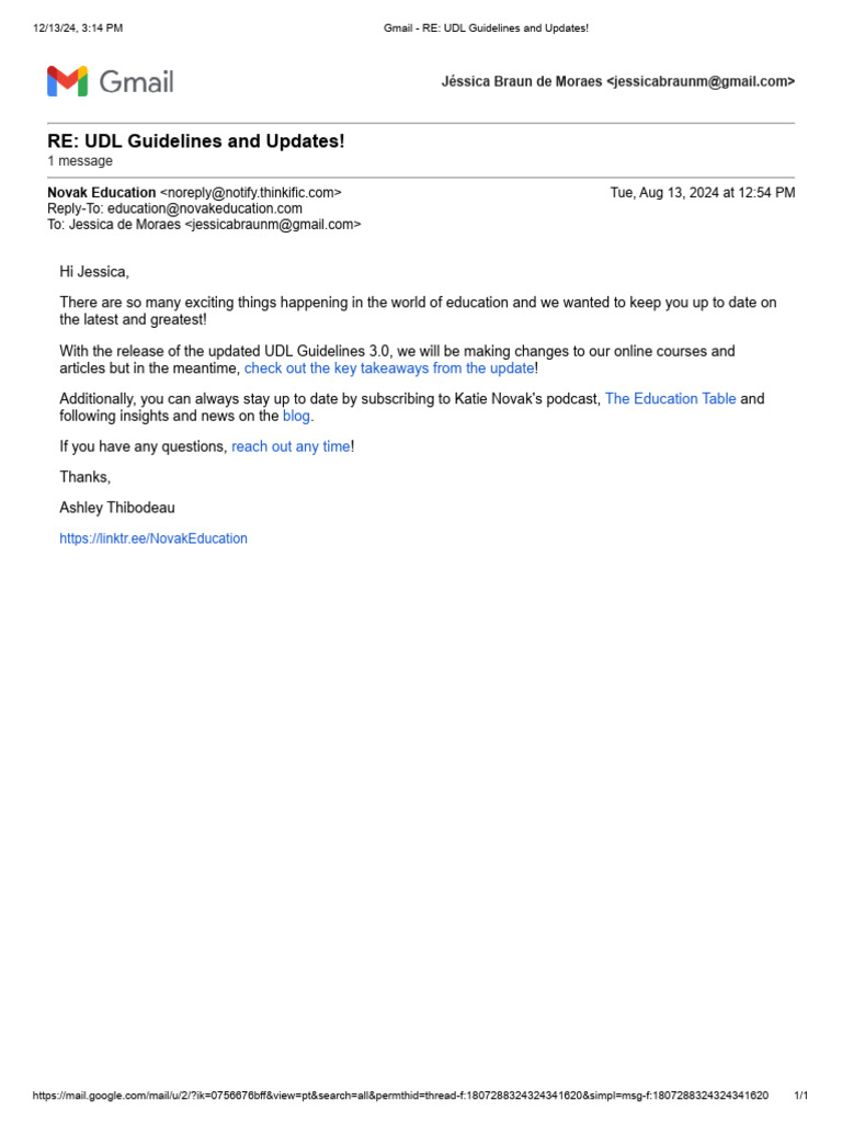 Gmail - RE - UDL Guidelines and Updates! | PDF