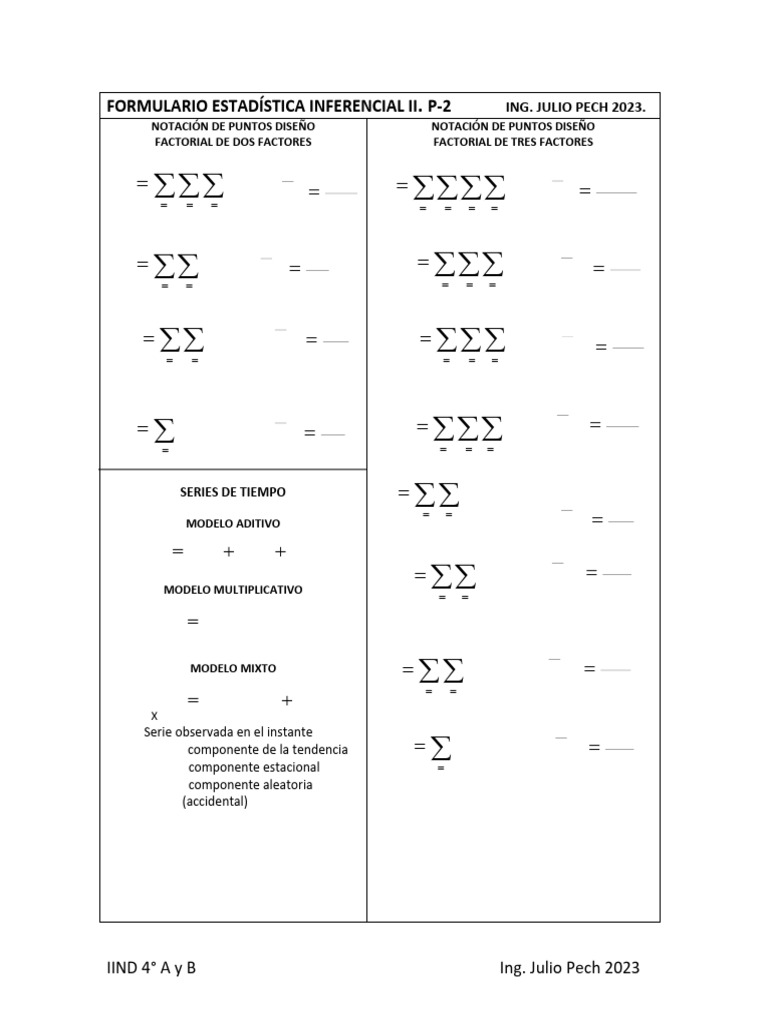 Formulario Estadística Inferencial II - Alumnos.p-2.parte II | PDF | Metodología de las ciencias ...