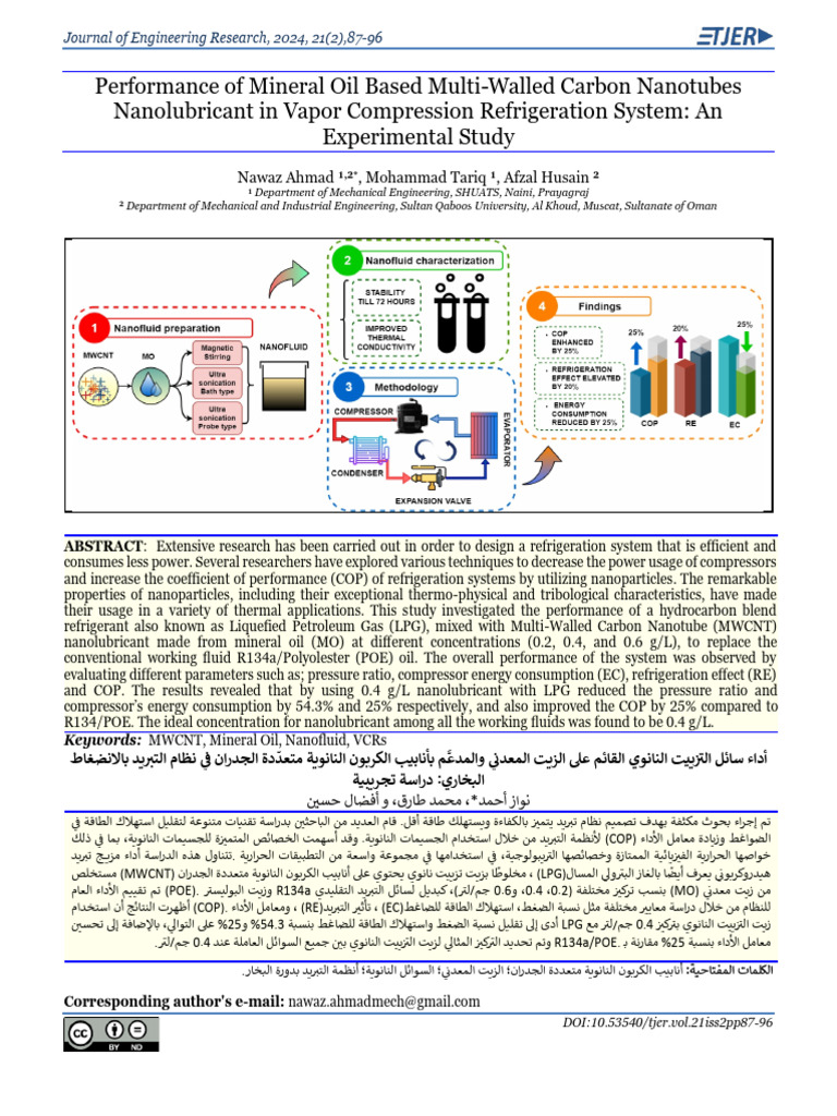 Performance of Mineral Oil Based Multi-Walled Carbon Nanotubes ... Performance of Mineral Oil Based Multi-Walled Carbon Nanotubes ...