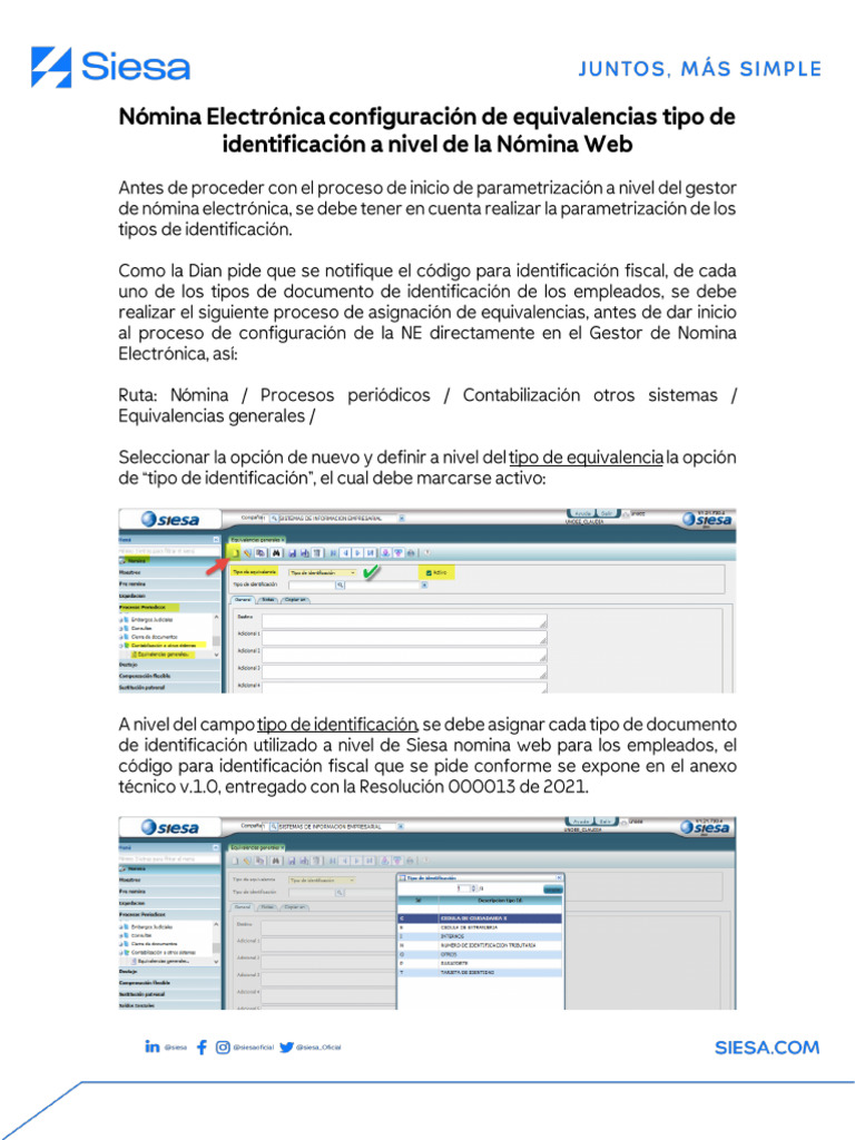 Como Configurar Equivalencias y Tipos de Indetificacion A Nivel de Nomina Web para Nomina ...
