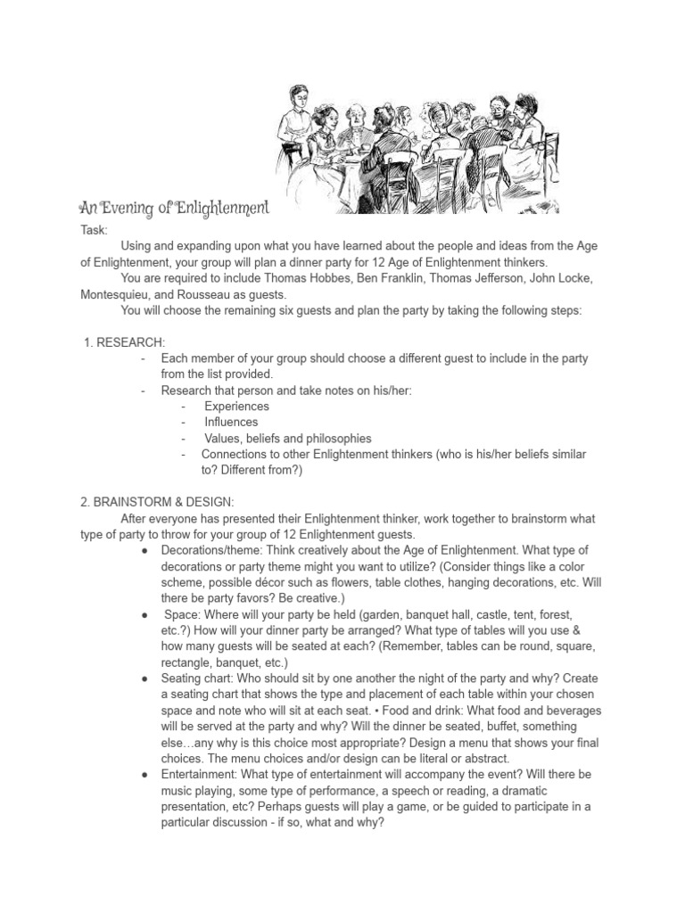 Enlightenment Dinner Party Planning Guide | PDF | Age Of Enlightenment ...
