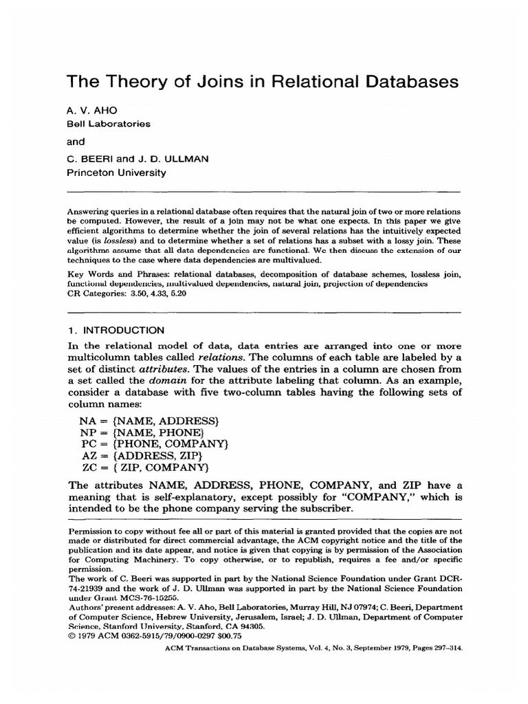 Theory of Joins Databases Ullman | PDF | Relational Model | Table (Database)