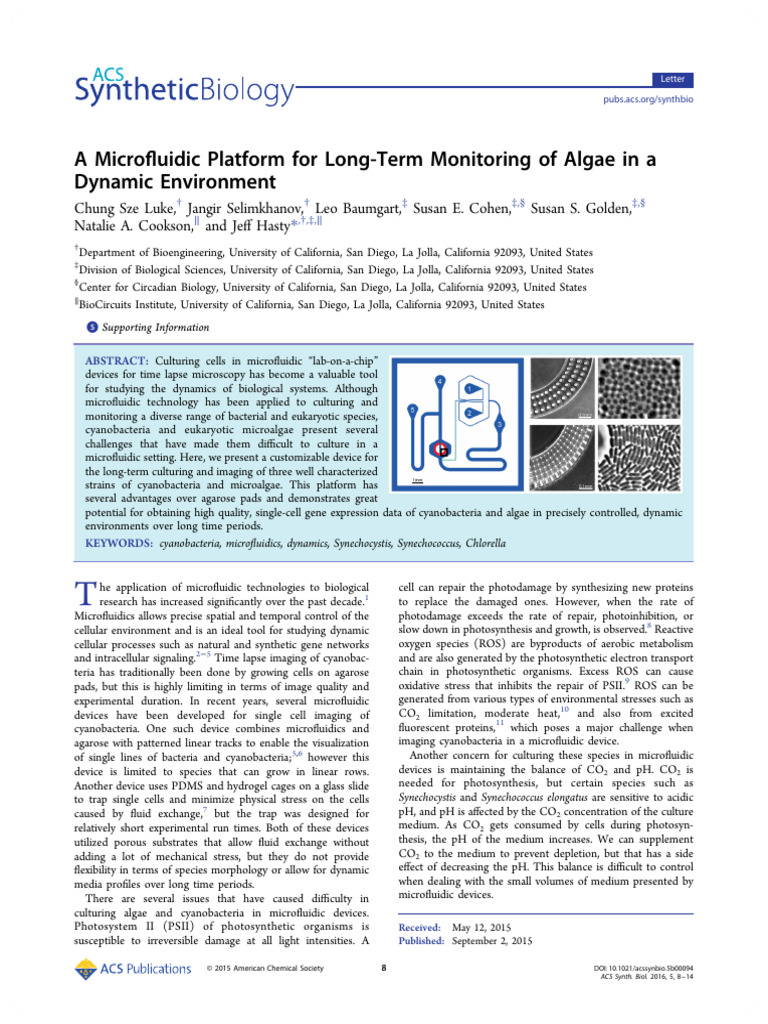 Luke Et Al 2015 A Microfluidic Platform For Long Term Monitoring of ...