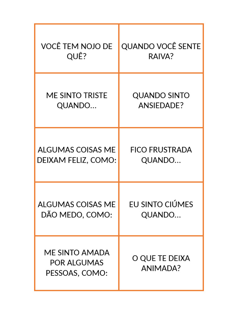 BARALHO O QUE SINTO E QUANDO SINTO | PDF