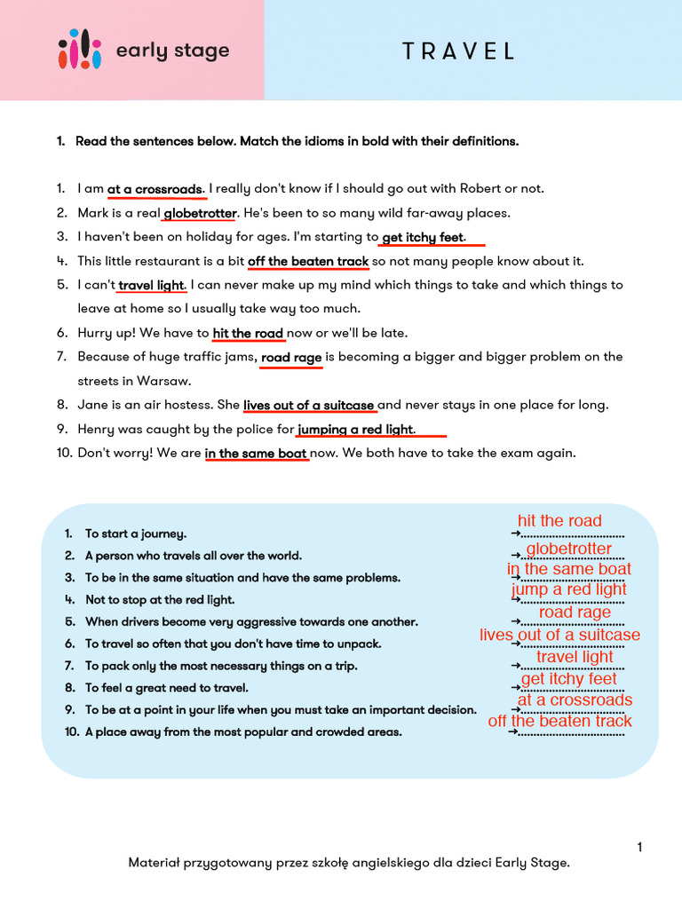 TRAVEL IDIOMS Freebies Handout | PDF