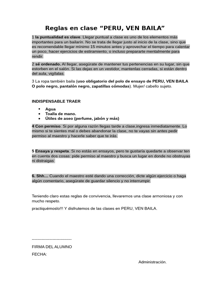 Reglas en Clase | PDF