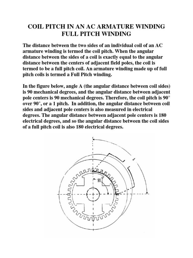Coil Pitch in An Ac Armature Winding Full Pitch Winding | PDF | Pitch ...