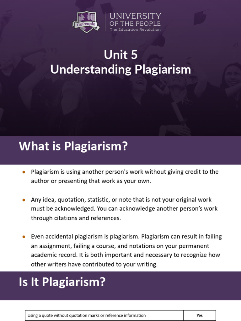 ENGL 0008 Unit 5 Lesson Understanding Plagiarism | PDF | Plagiarism ...