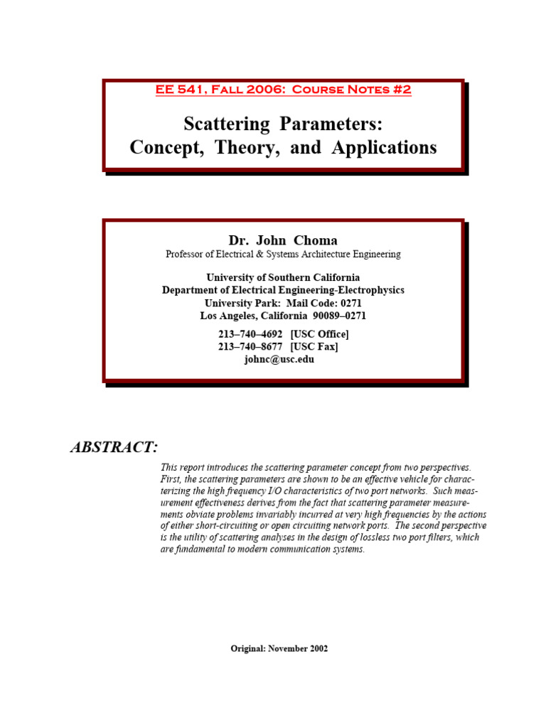 Scattering_Parameters_Concept_Theory_and | PDF | Electrical Impedance ...