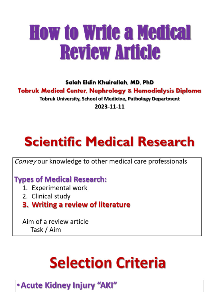 How To Write A Medical Review Article | PDF