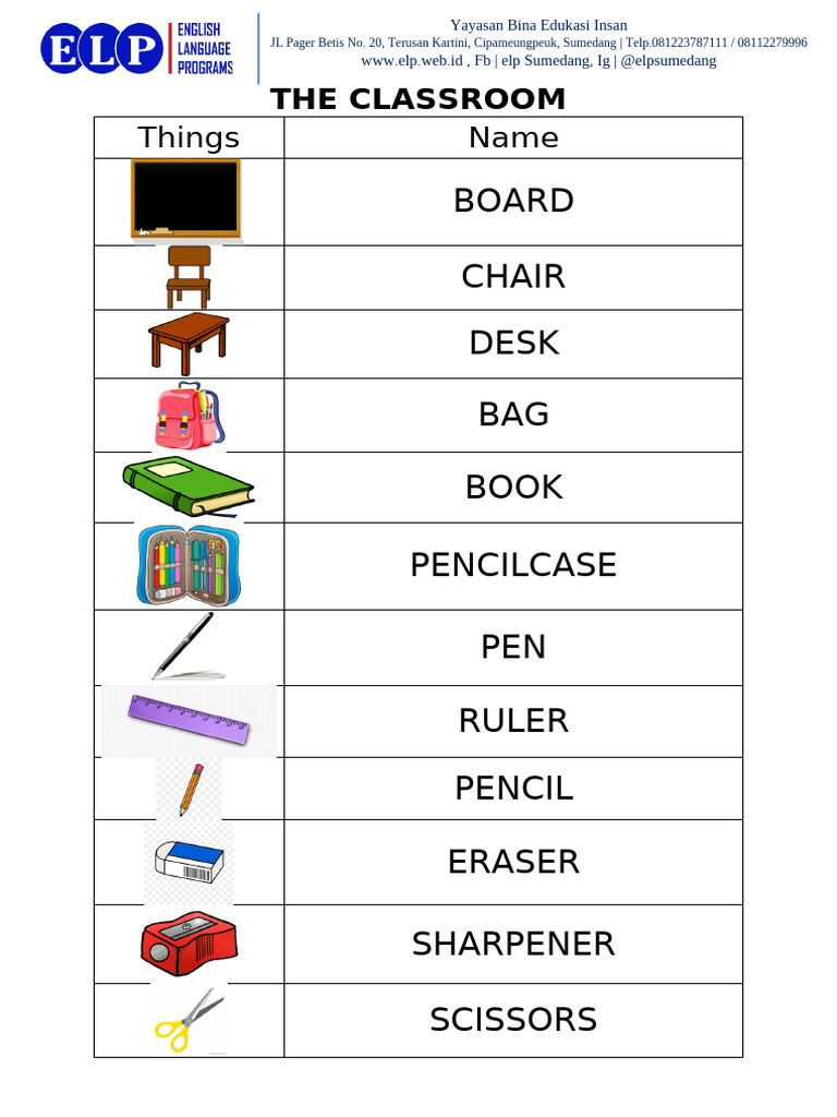 The Classroom Objects | PDF | Writing Implements | Stationery