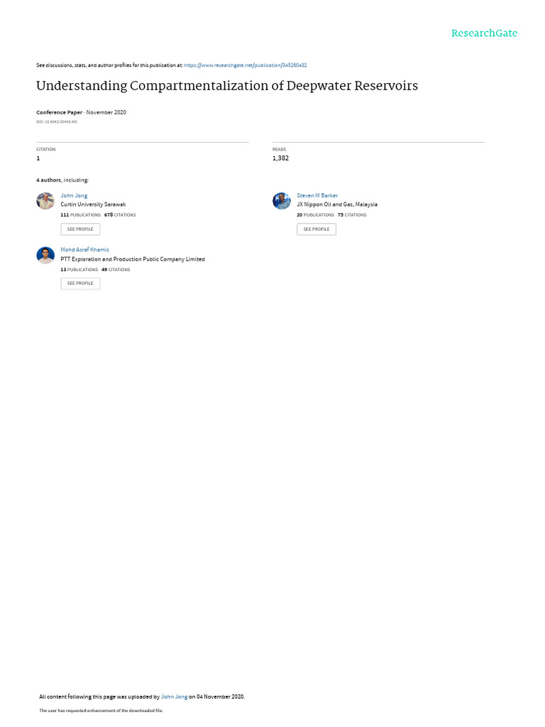 Understanding Compartmentalization of Deepwater Reservoirs: November ...