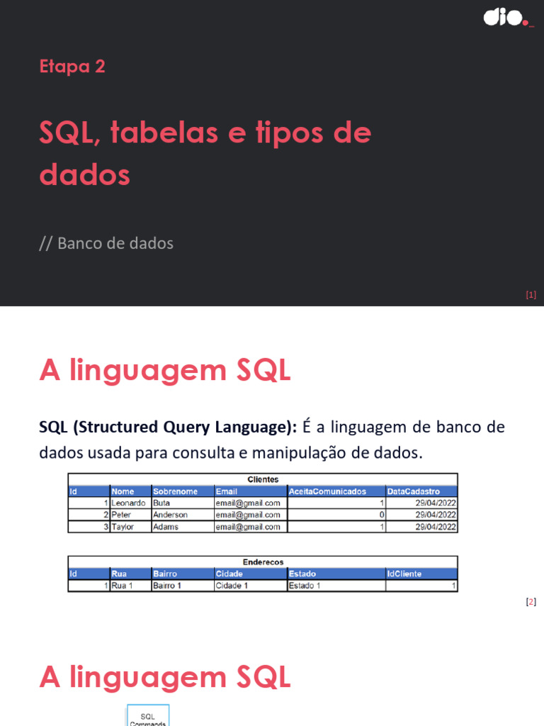 Etapa 2 - SQL, tabelas e tipos de dados | PDF