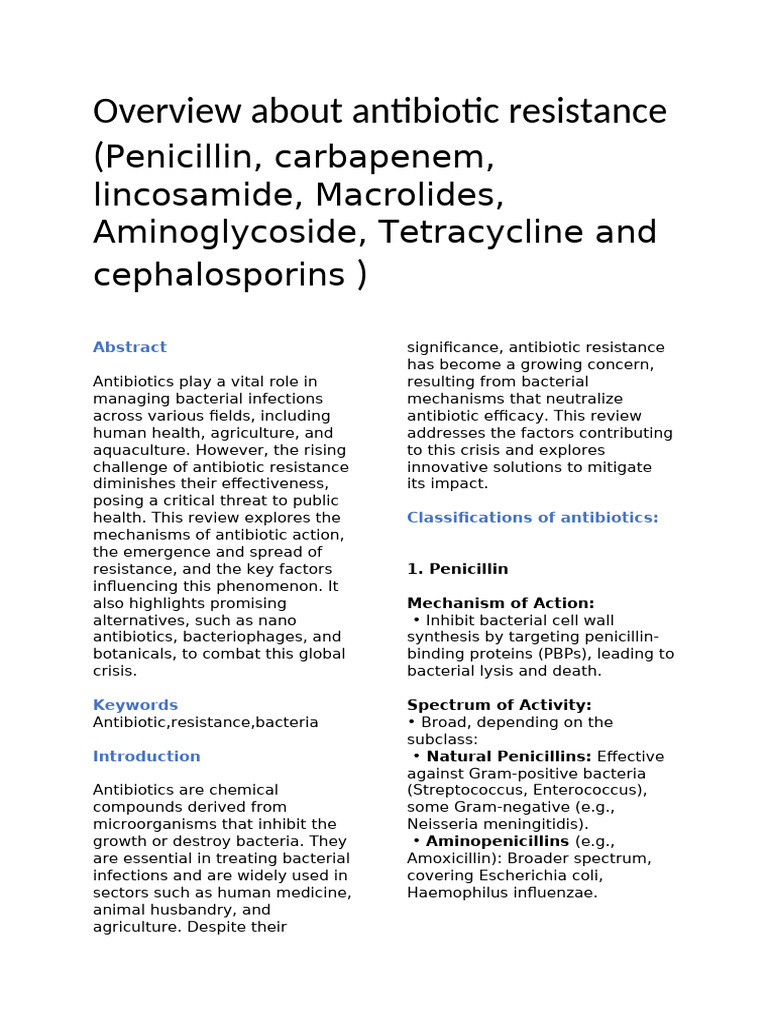 Antibiotic | PDF | Antimicrobial Resistance | Gram Negative Bacteria