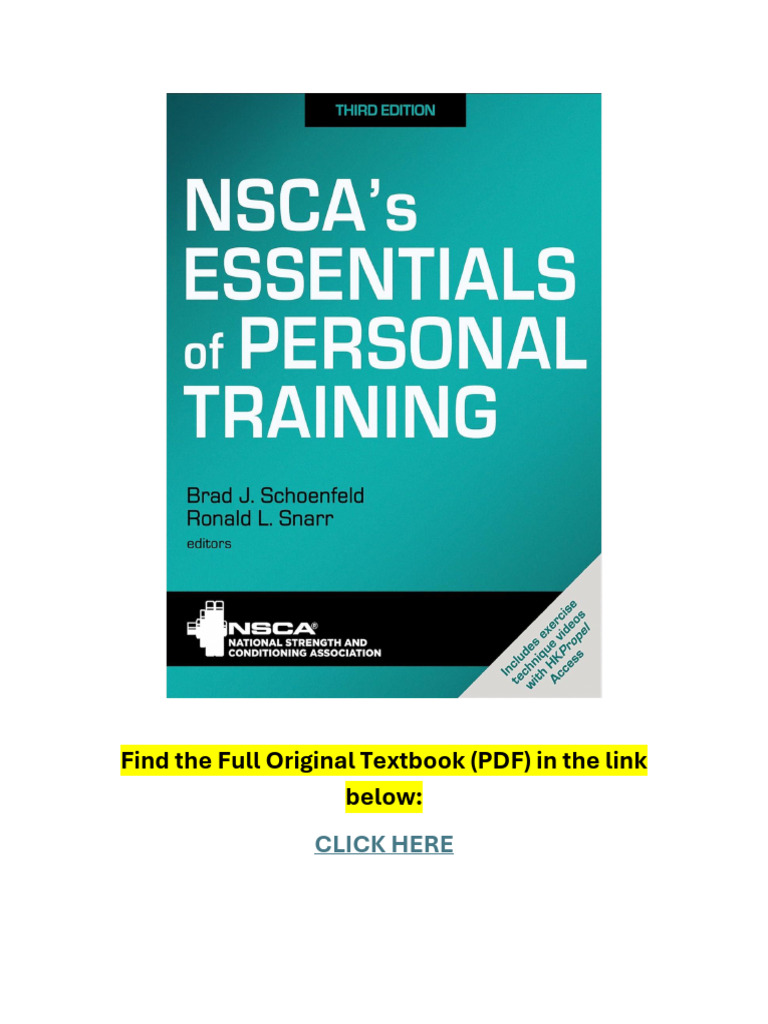 NSCA's Essentials of Personal Training 3rd Edition TEXTBOOK | PDF | Strength Training | Personal ...