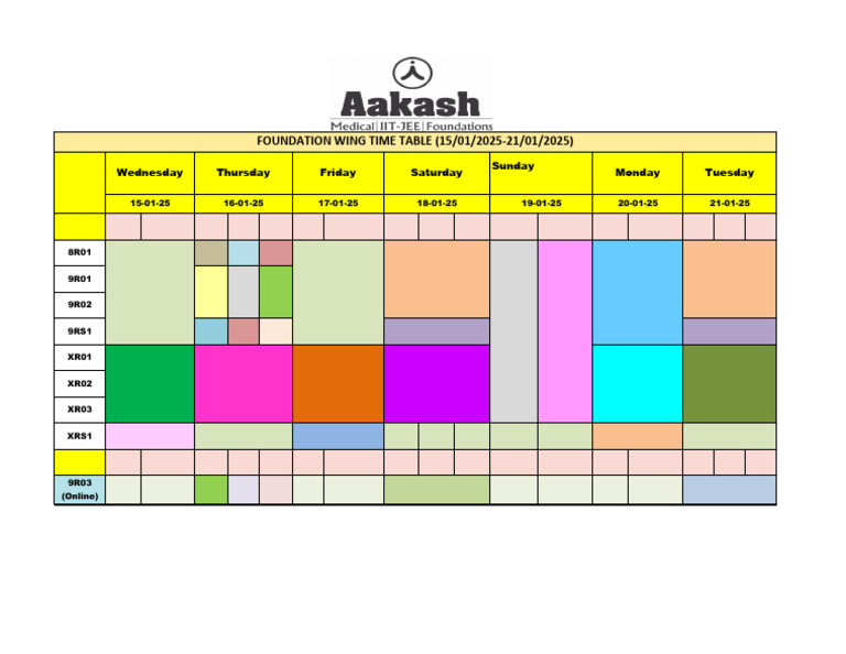 Foundation Wing Timetable 2025 | PDF