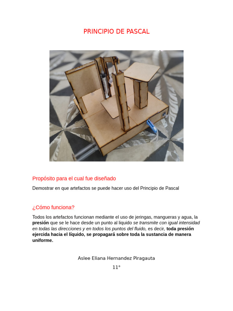 Aplicaciones del Principio de Pascal | PDF