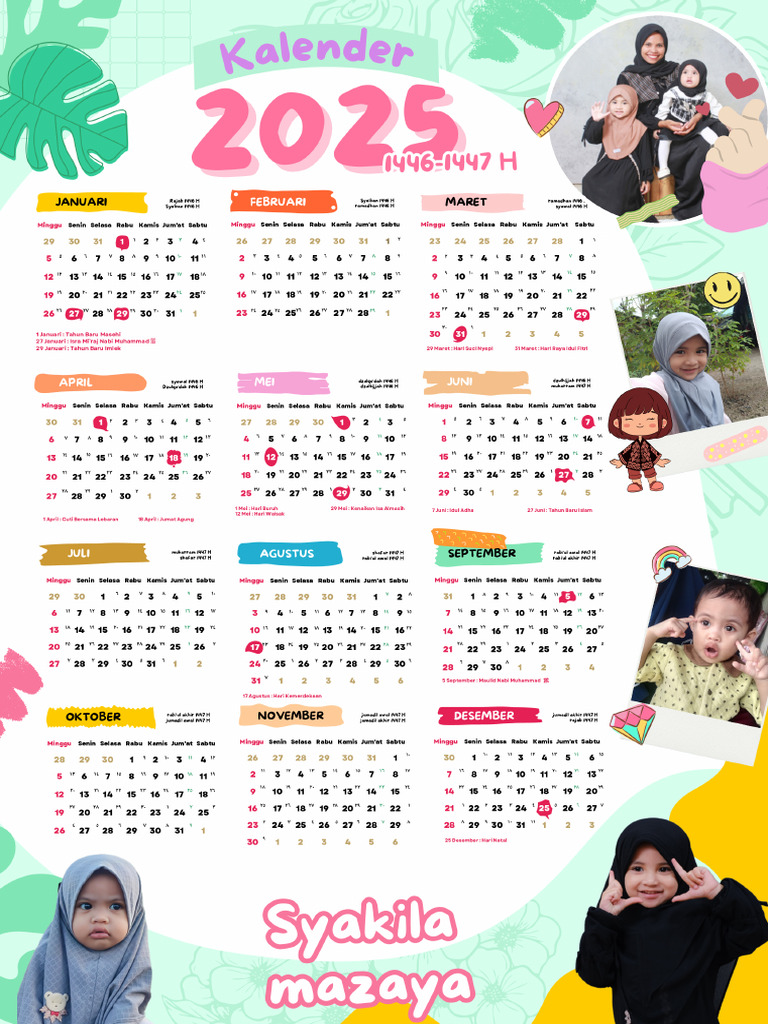 Hitam Putih Minimalis Modern Kalender Tahun 2025 | PDF