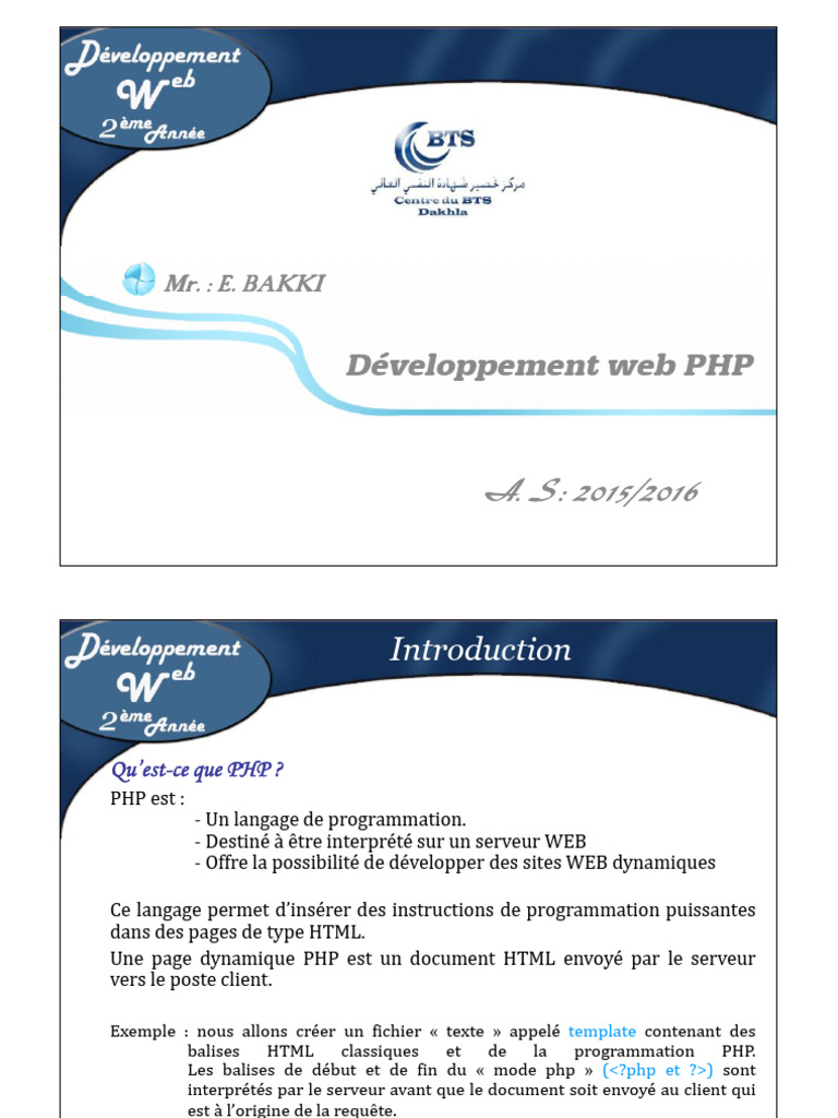 Cours 1 PHP | PDF | PHP | Mise en réseau