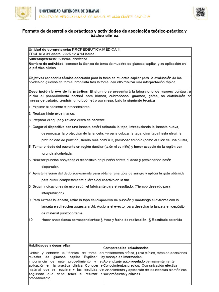 1 Practica Glucosa Capilar | PDF | Laboratorios | Medicina CLINICA