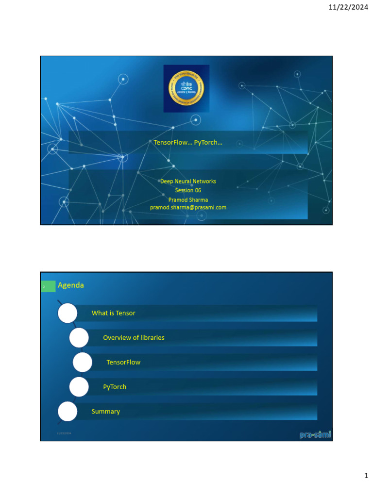 S06 Dnn Tensorflow Pytorch Wip Pdf Artificial Neural Network Tensor