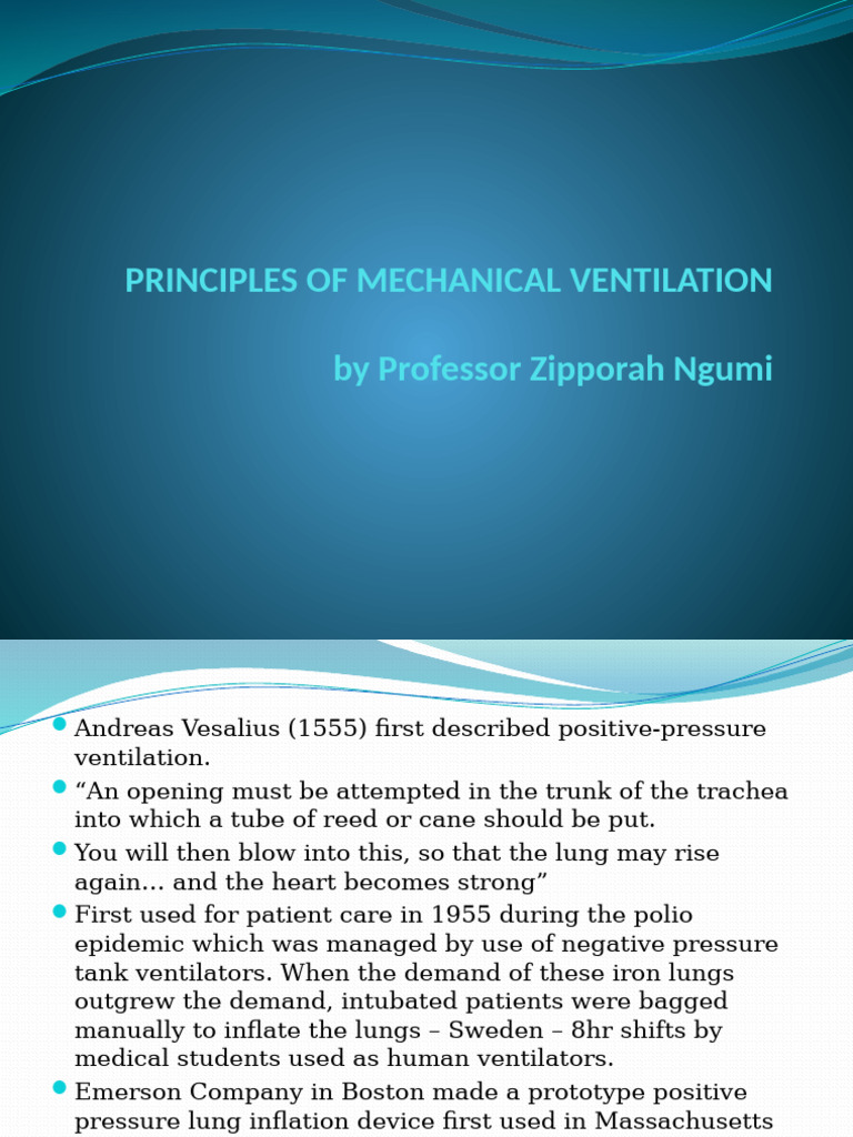 PRINCIPLES OF MECHANICAL VENTILATION (Autosaved) | PDF | Breathing ...