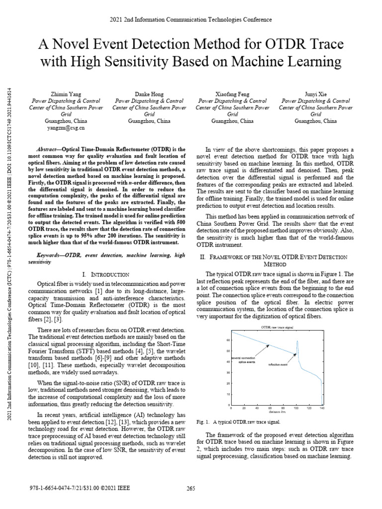 A Novel Event Detection Method For OTDR Trace With High Sensitivity Based On Machine Learning ...