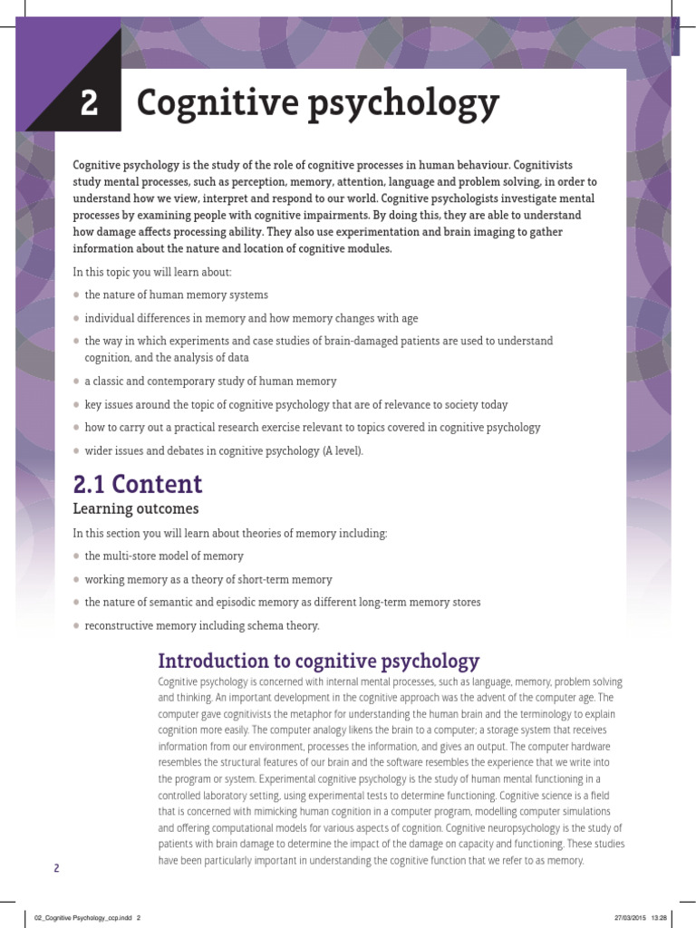 Sample Unit 2 Cognitive Psychology PDF | PDF | Memory | Long Term Memory