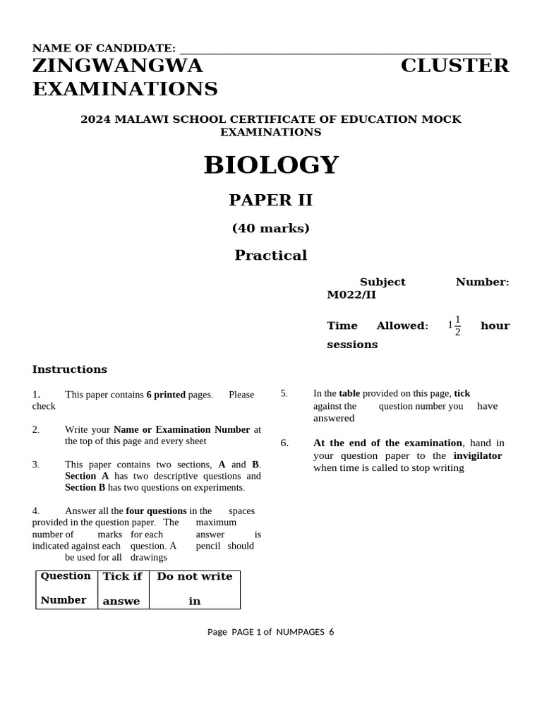 BIO Paper II Final | PDF