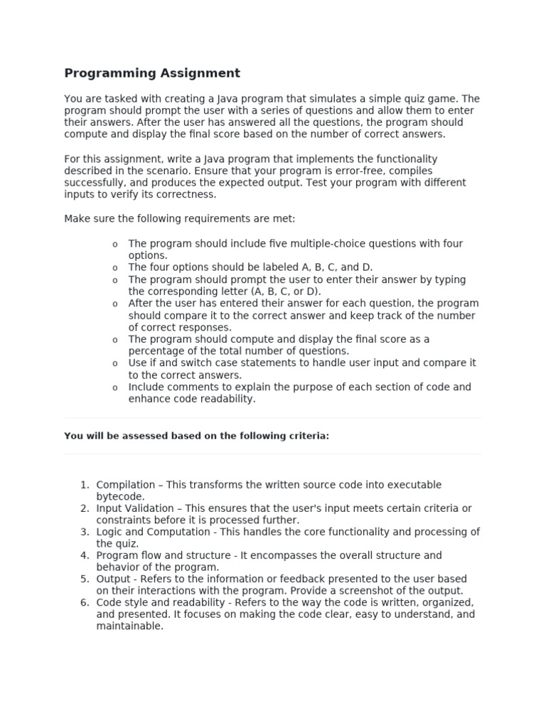 All Java Assignments CS1102 | PDF