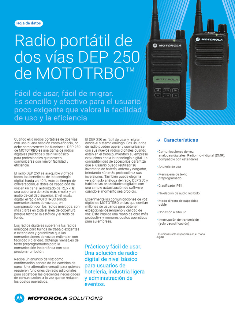 Dep250 Esp 0819 Specsheet | PDF | Radio | Modulación
