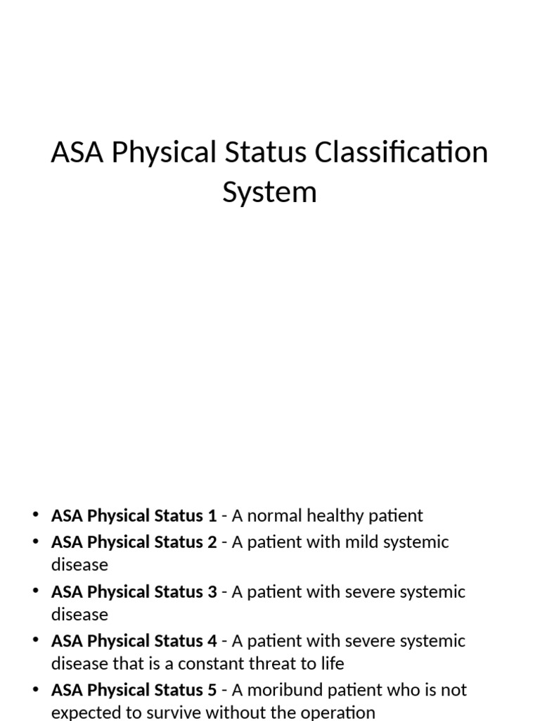 ASA Physical Status Classification System | PDF