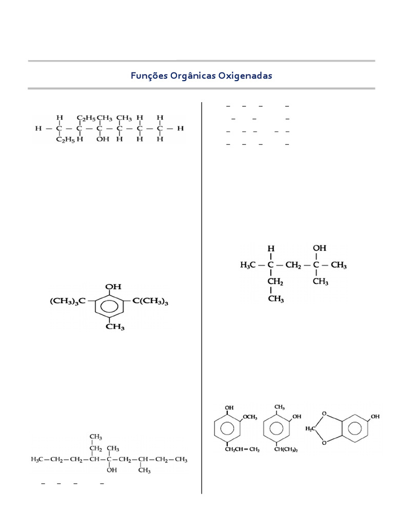 Lista Funções Organicas Oxigenadas | PDF | Éster | Aldeído
