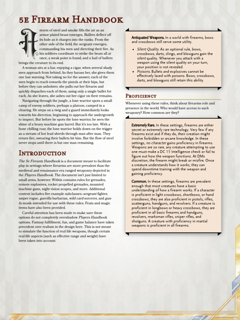 5e Firearm Rules _ GM Binder | PDF | Firearms | Shotgun