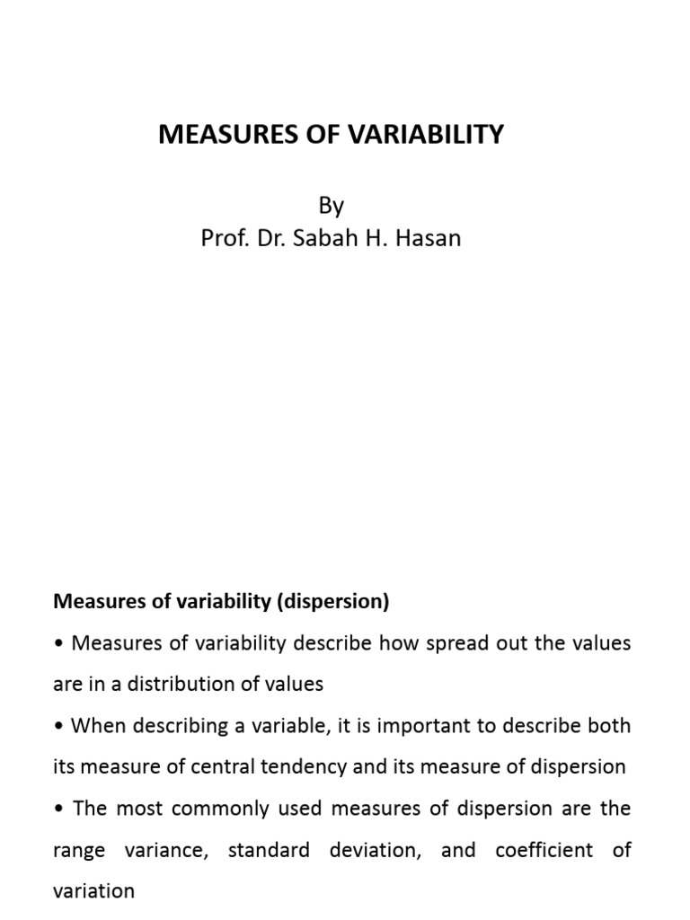 4. measures of variation - ١٠٢٤٠٤ | PDF | Coefficient Of Variation | Standard Deviation