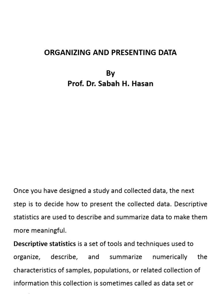 Data Organization and Presentation Techniques | PDF | Histogram | Statistics