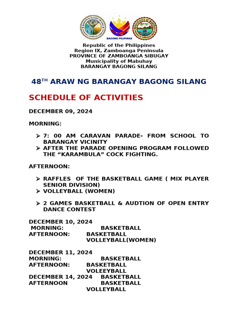 Program For Araw | PDF