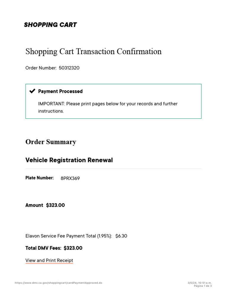 DMV Paperless Transaction Confirmation | PDF
