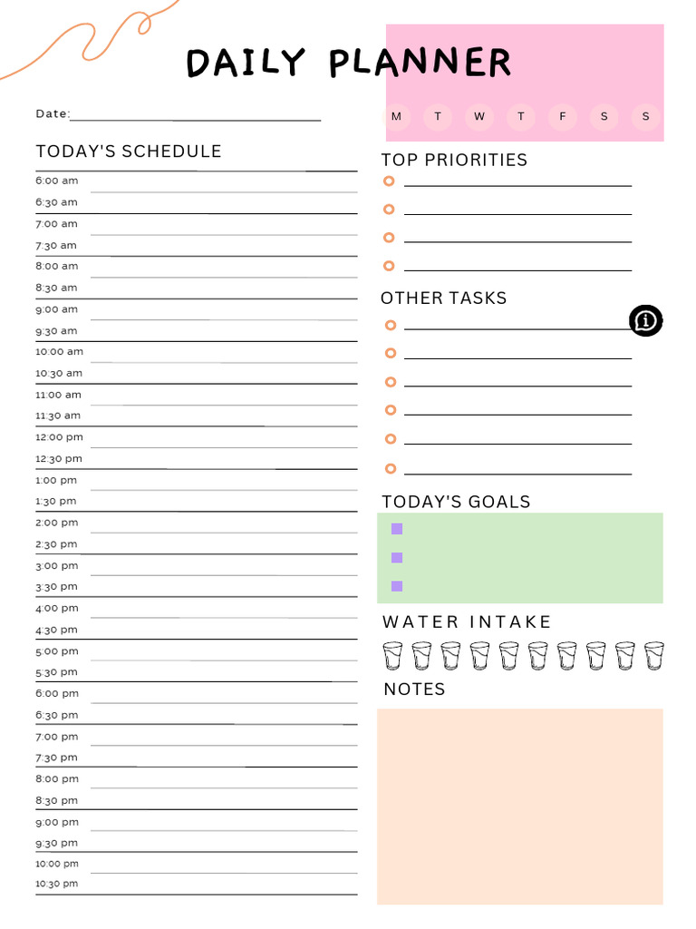 Colorful Modern Daily Planner Sheet | PDF