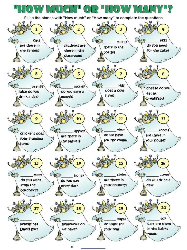 How Much or How Many Esl Grammar Exercises Worksheet | PDF | Cuisine ...