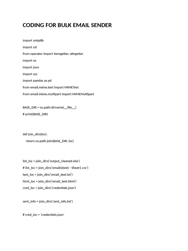 Coding For Bulk Email Sender | PDF