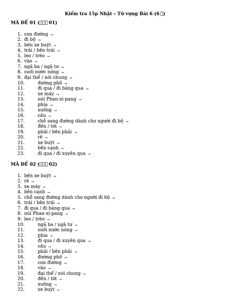 Kiểm tra 15p Nhật | PDF