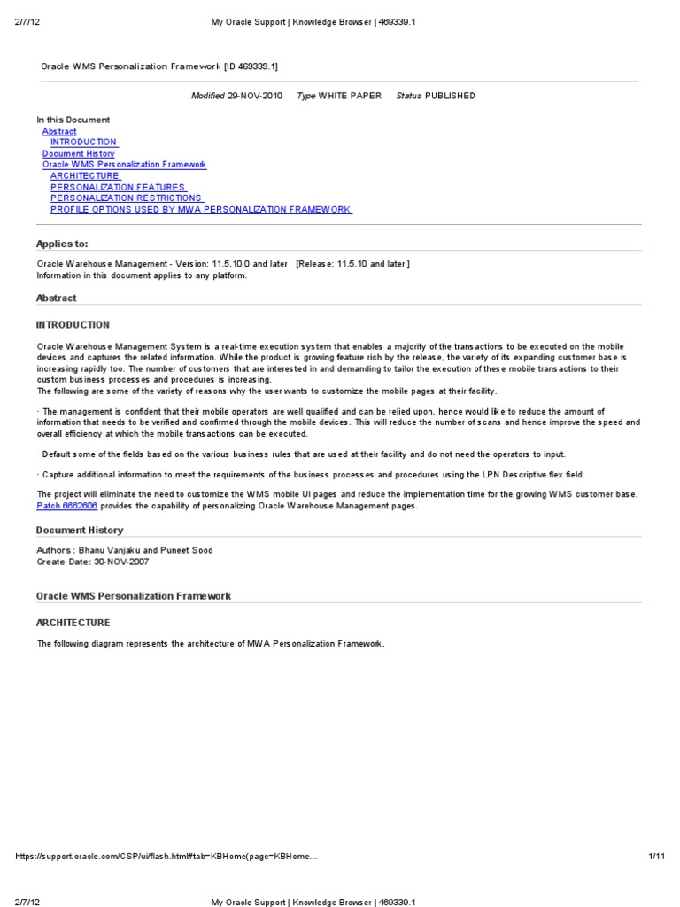 Personalization of WMS - Metalink Note 469339 | PDF | Java (Programming ...