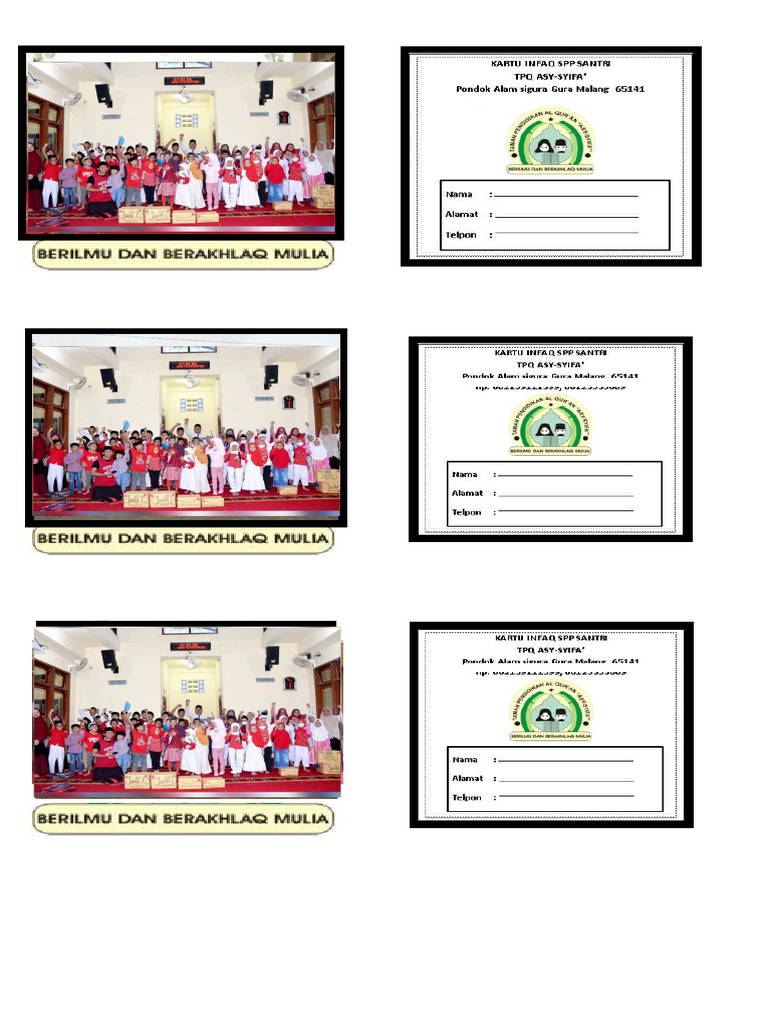 Kartu Infaq SPP TPQ | PDF