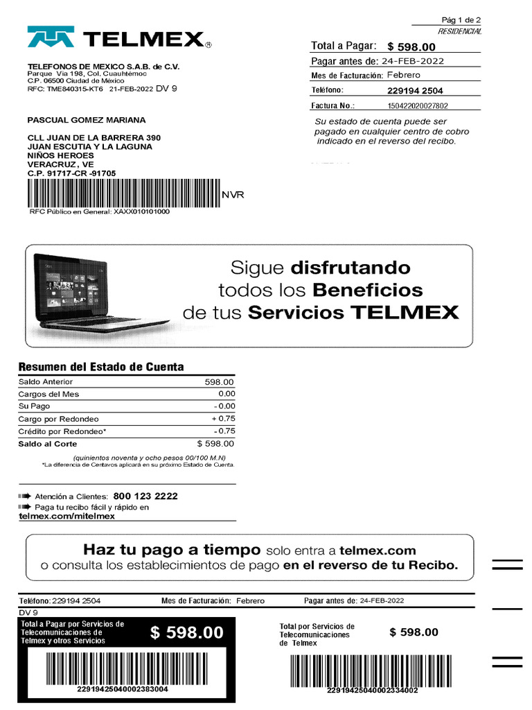 Recibo-Telmex | PDF