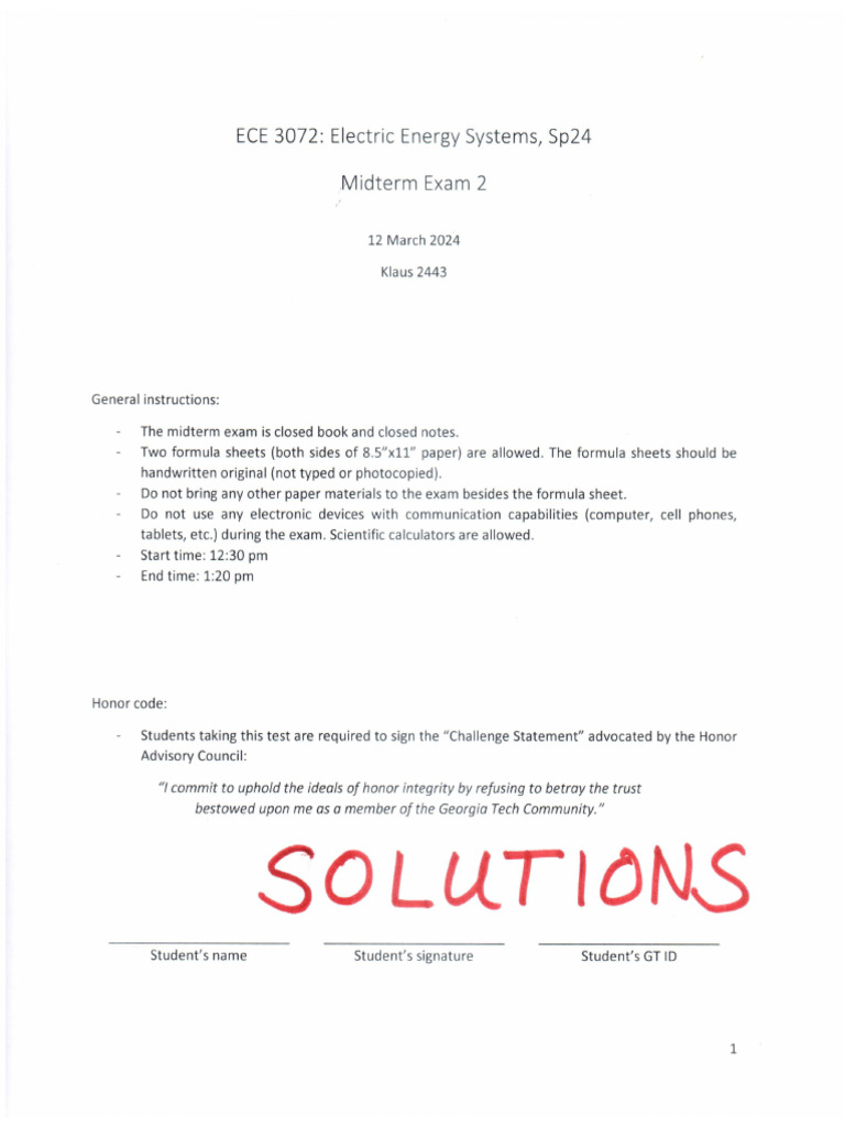 ECE3072 Sp24 Midterm2 Solutions | PDF